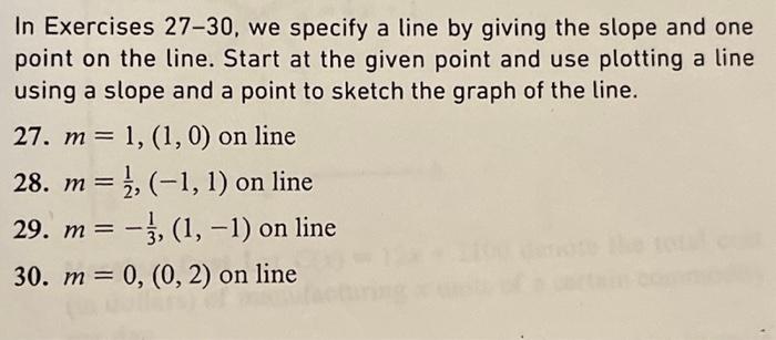 Solved In Exercises 27-30, we specify a line by giving the | Chegg.com
