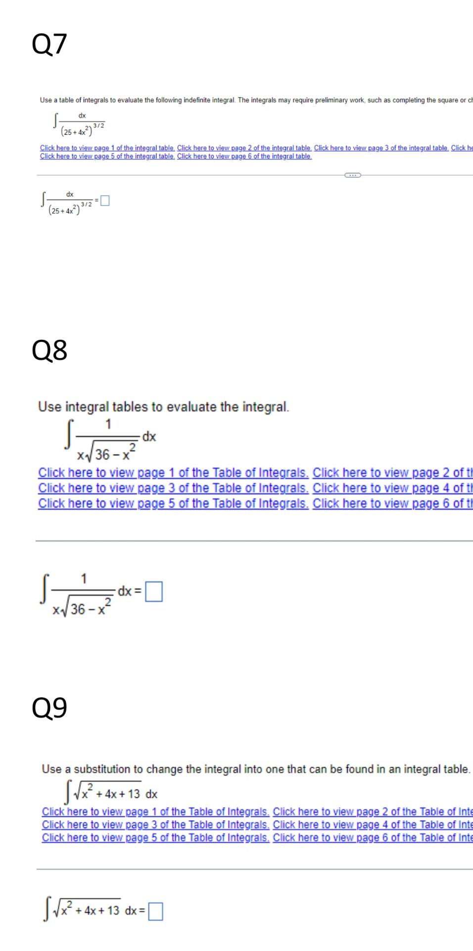 Solved Use a table of integrals to evaluate the following | Chegg.com