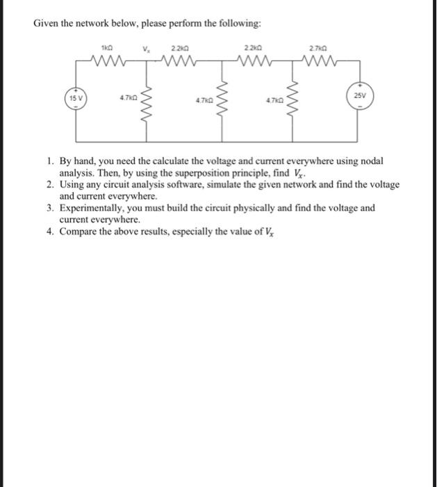Solved Given the network below, please perform the | Chegg.com