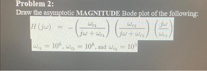 Solved Problem 2: Draw the asymptotic MAGNITUDE Bode plot of | Chegg.com