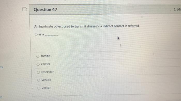Solved Question 47 1 pts An inanimate object used to | Chegg.com