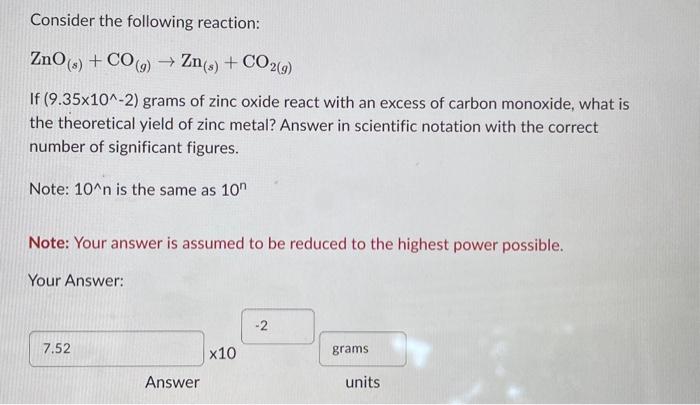 Solved Consider the following reaction: | Chegg.com