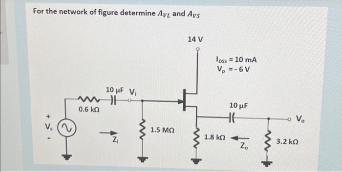 Solved For the network of figure determine AVL and AVS | Chegg.com
