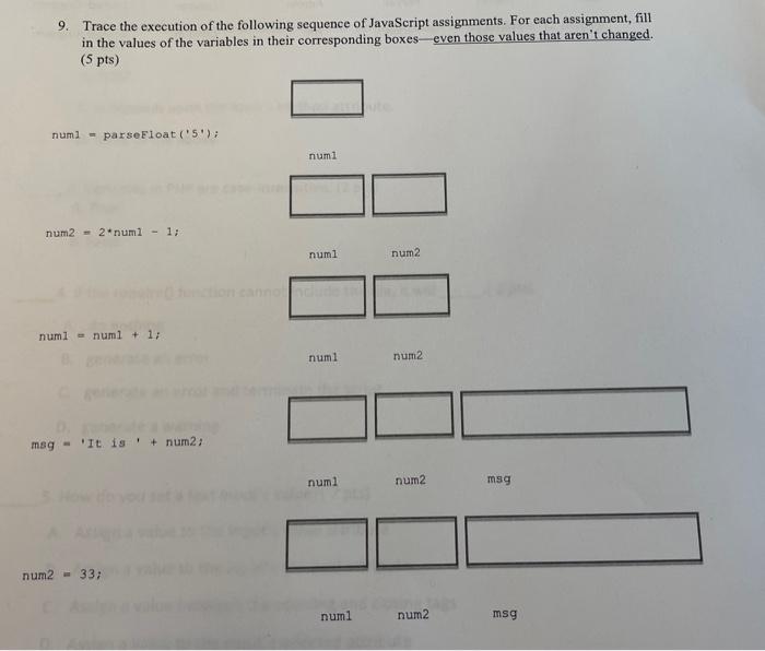 Solved 9. Trace the execution of the following sequence of | Chegg.com