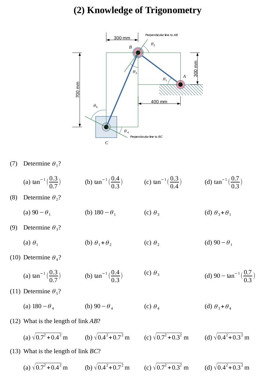 Solved (2) Knowledge of Trigonometry Perpendicular line to | Chegg.com