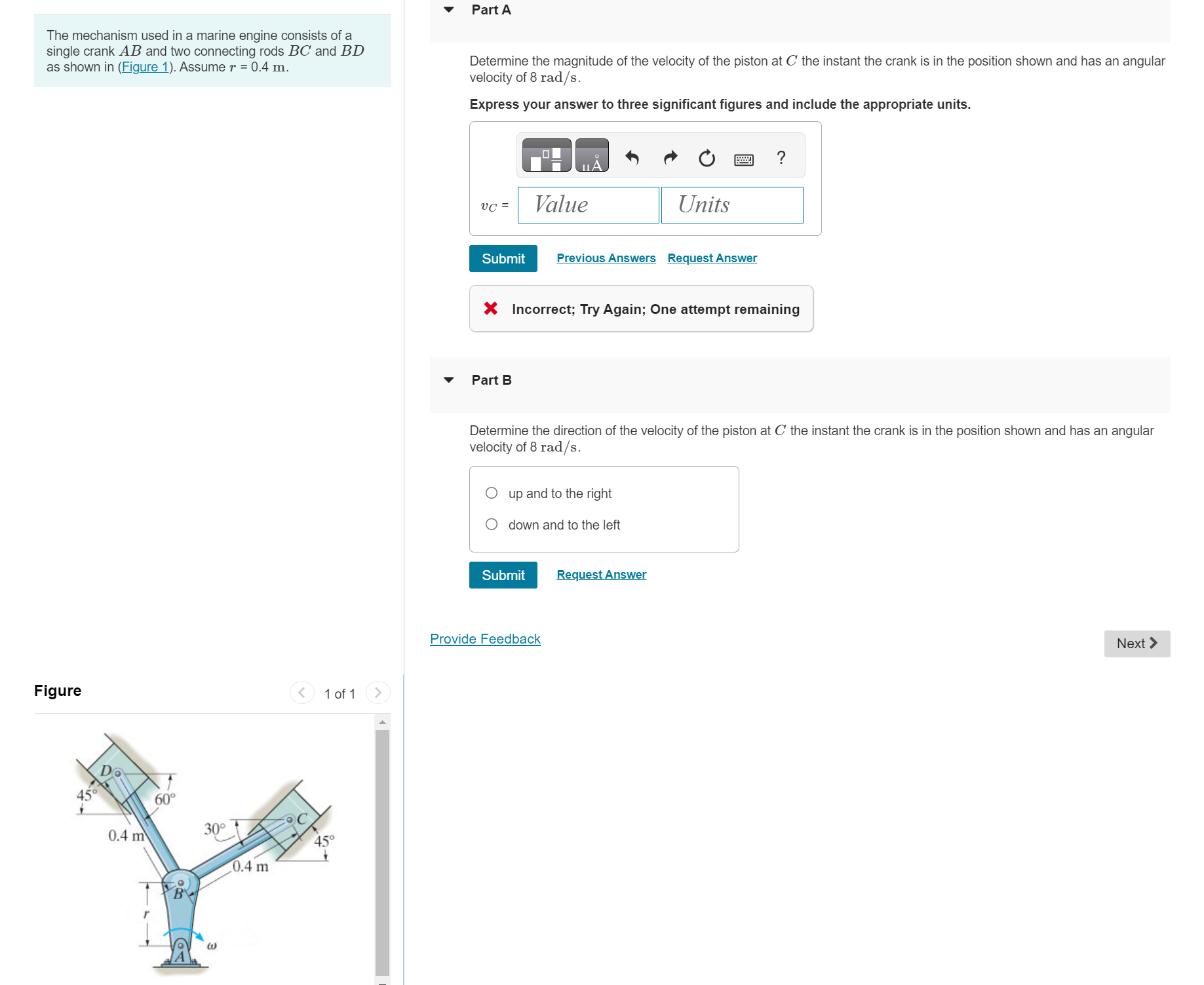Solved The mechanism used in a marine engine consists of | Chegg.com