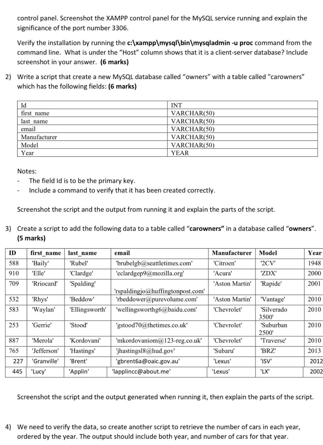 Solved control panel. Screenshot the XAMPP control panel for | Chegg.com