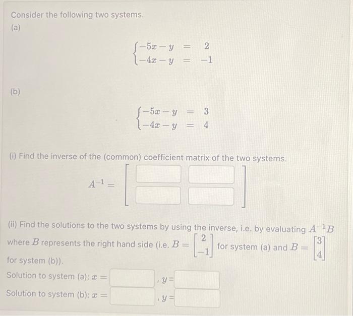 Solved Consider the following two systems. (a) | Chegg.com