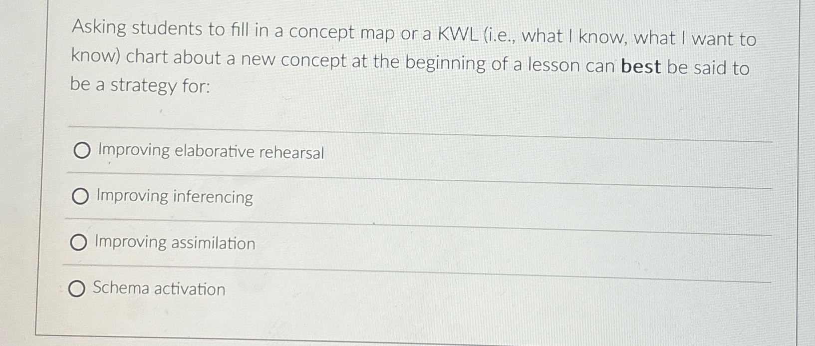Solved Asking students to fill in a concept map or a KWL | Chegg.com