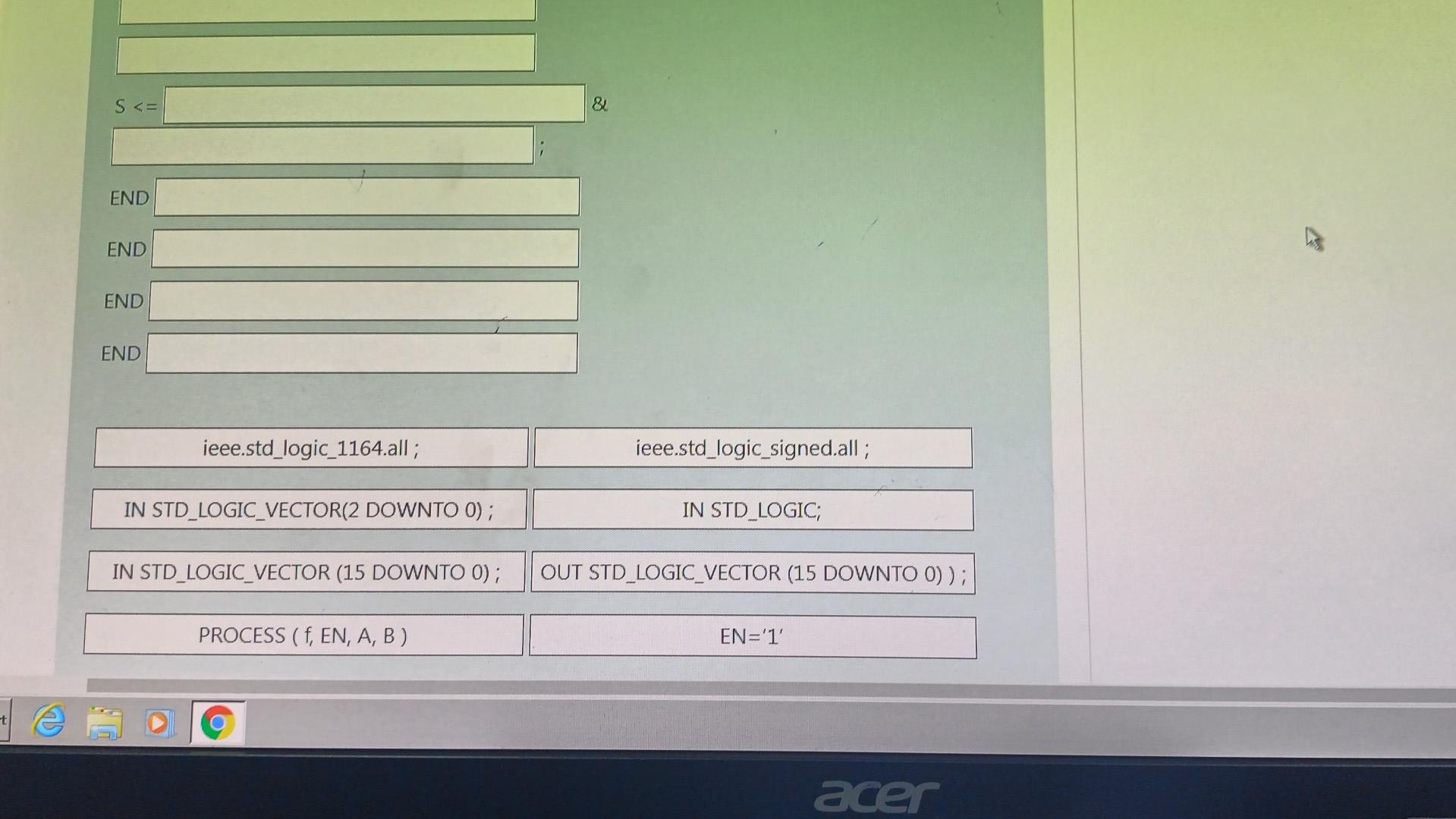 Solved Time left 0:59:07 Complete the behavioral VHDL code | Chegg.com