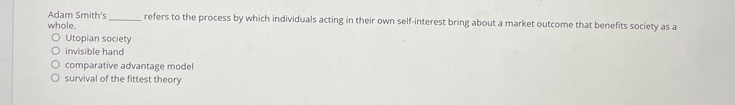 Adam Smith's ﻿whole. refers to the process by which | Chegg.com