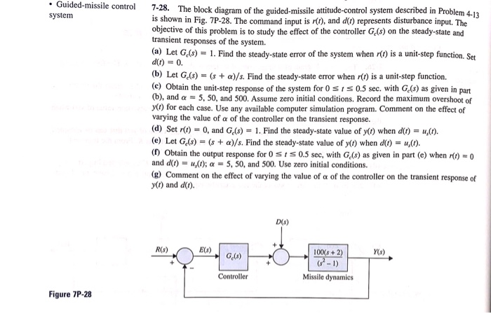 Solved • Guided-missile control system 7-28. The block | Chegg.com