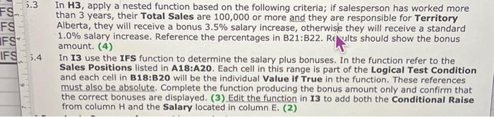 Solved 3 In H3, apply a nested function based on the | Chegg.com