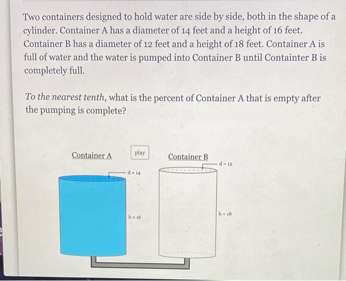 Solved Two containers designed to hold water are side by | Chegg.com