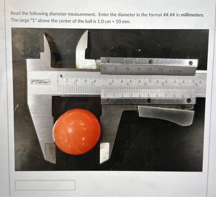 Solved Read the following diameter measurement. Enter the | Chegg.com