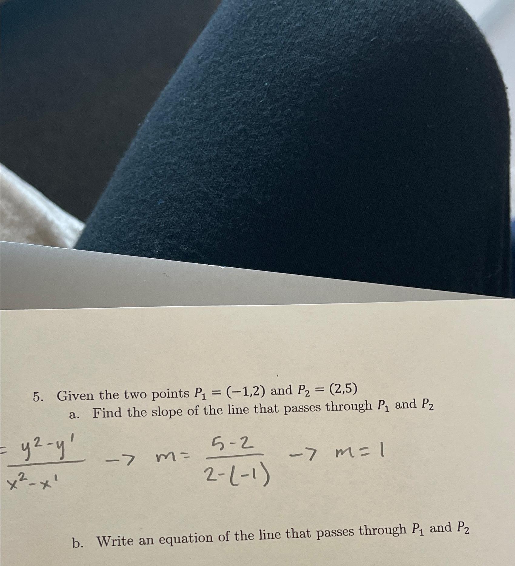 Solved Given the two points P1=(-1,2) ﻿and P2=(2,5)b. ﻿Write | Chegg.com