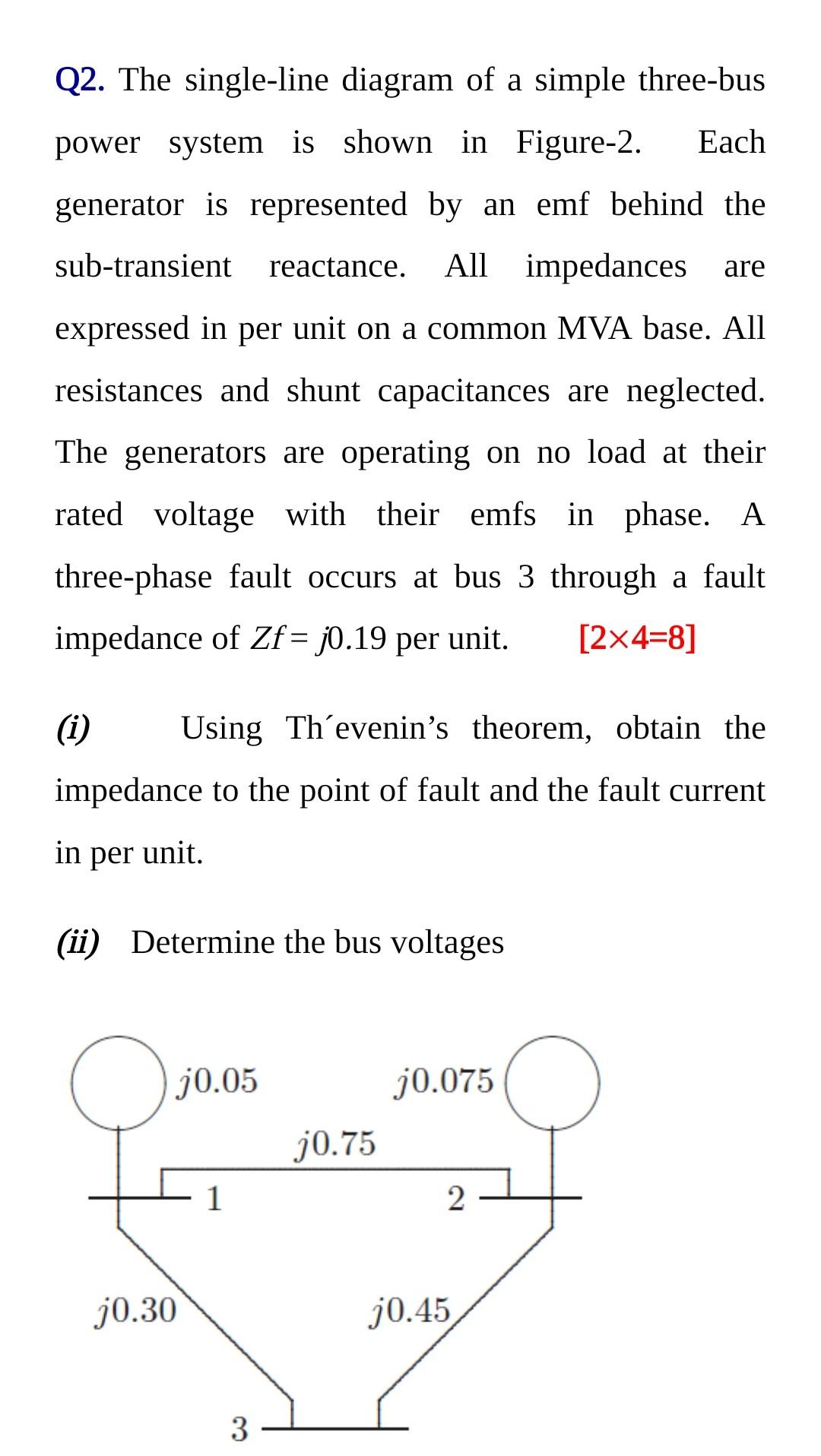Solved Q2. The single-line diagram of a simple three-bus | Chegg.com