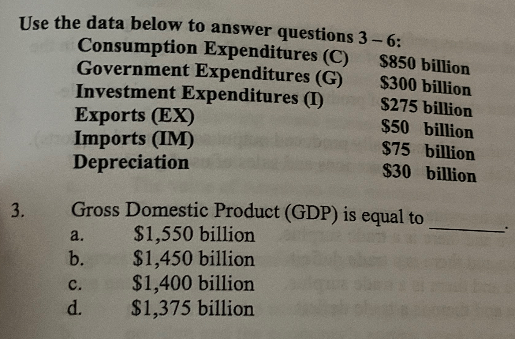 Solved Use the data below to answer questions | Chegg.com