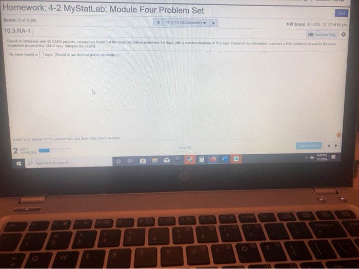 Solved Homework: 4-2 MyStatLab: Module Four Problem Set | Chegg.com