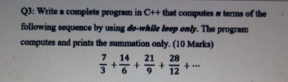 Solved Q3: Write a complete program in CH that computes n | Chegg.com