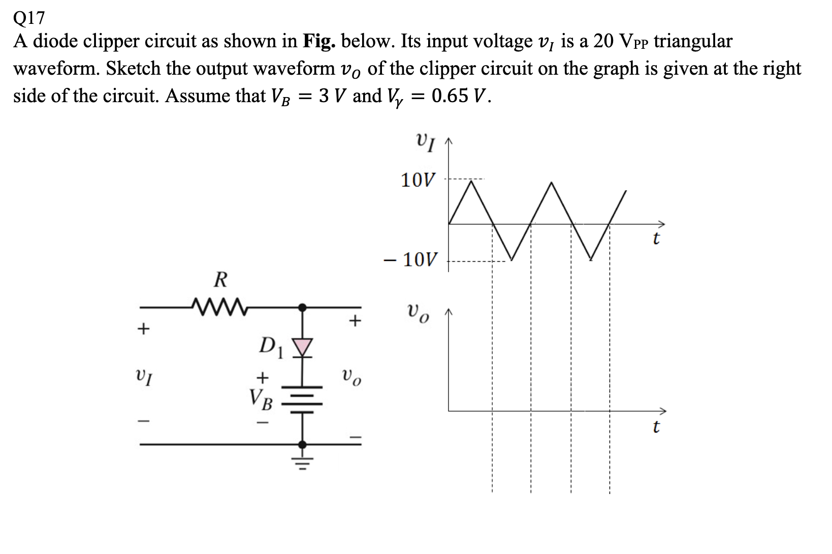 Solved Q17A diode clipper circuit as ﻿shown in ﻿Fig. below. | Chegg.com