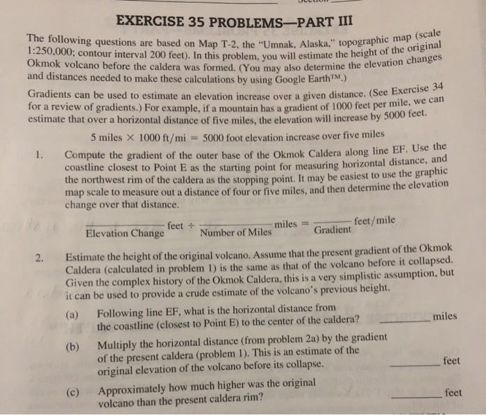 Solved EXERCISE 35 PROBLEMS-PART III ka, topographic map | Chegg.com