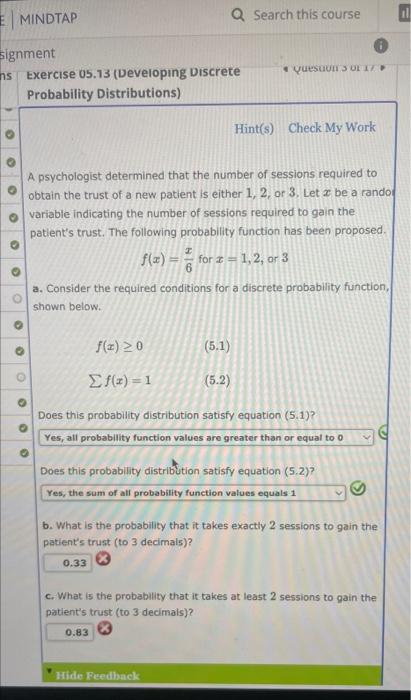 A psychologist determined that the number of sessions | Chegg.com
