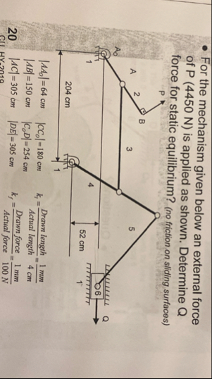For the mechanism given below an external force of P | Chegg.com