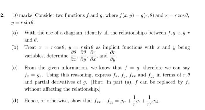 Solved [10 marks] Consider two functions f and g, where | Chegg.com
