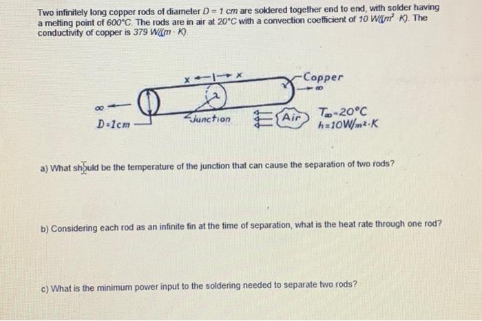 Solved Two infinitely long copper rods of diameter D=1 cm | Chegg.com