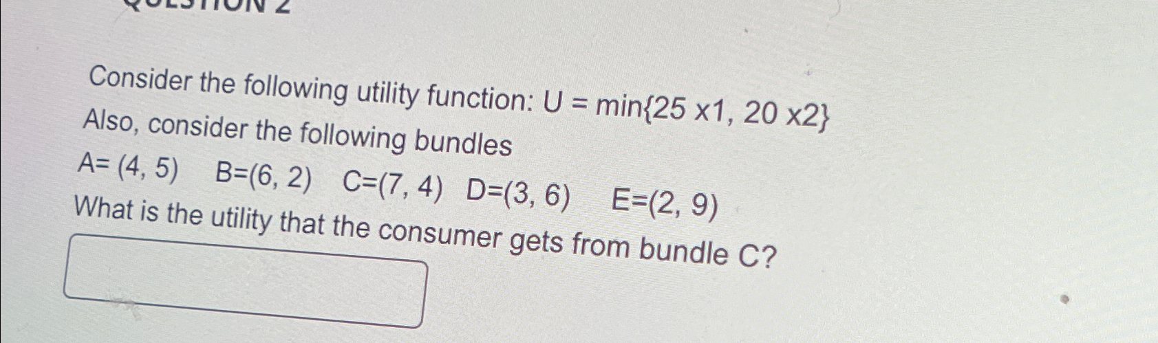 Solved Consider the following utility function: | Chegg.com