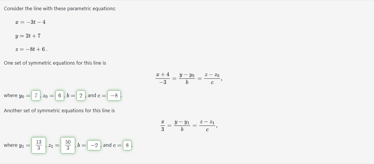 Solved Consider the line with these parametric | Chegg.com