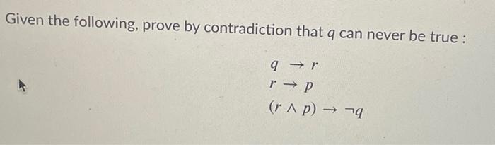 Solved Given the following, prove by contradiction that q | Chegg.com