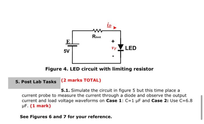 Solved Figure 4. LED circuit with limiting resistor 5. Post | Chegg.com
