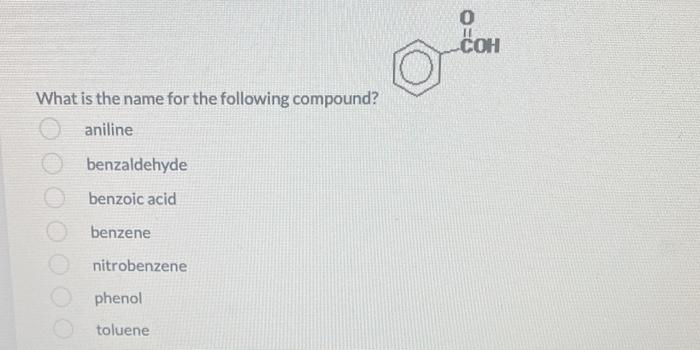 Solved What is the name for the following compound? aniline | Chegg.com