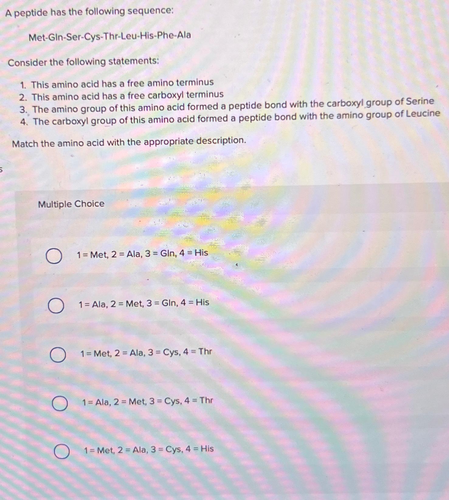 Solved A peptide has the following | Chegg.com