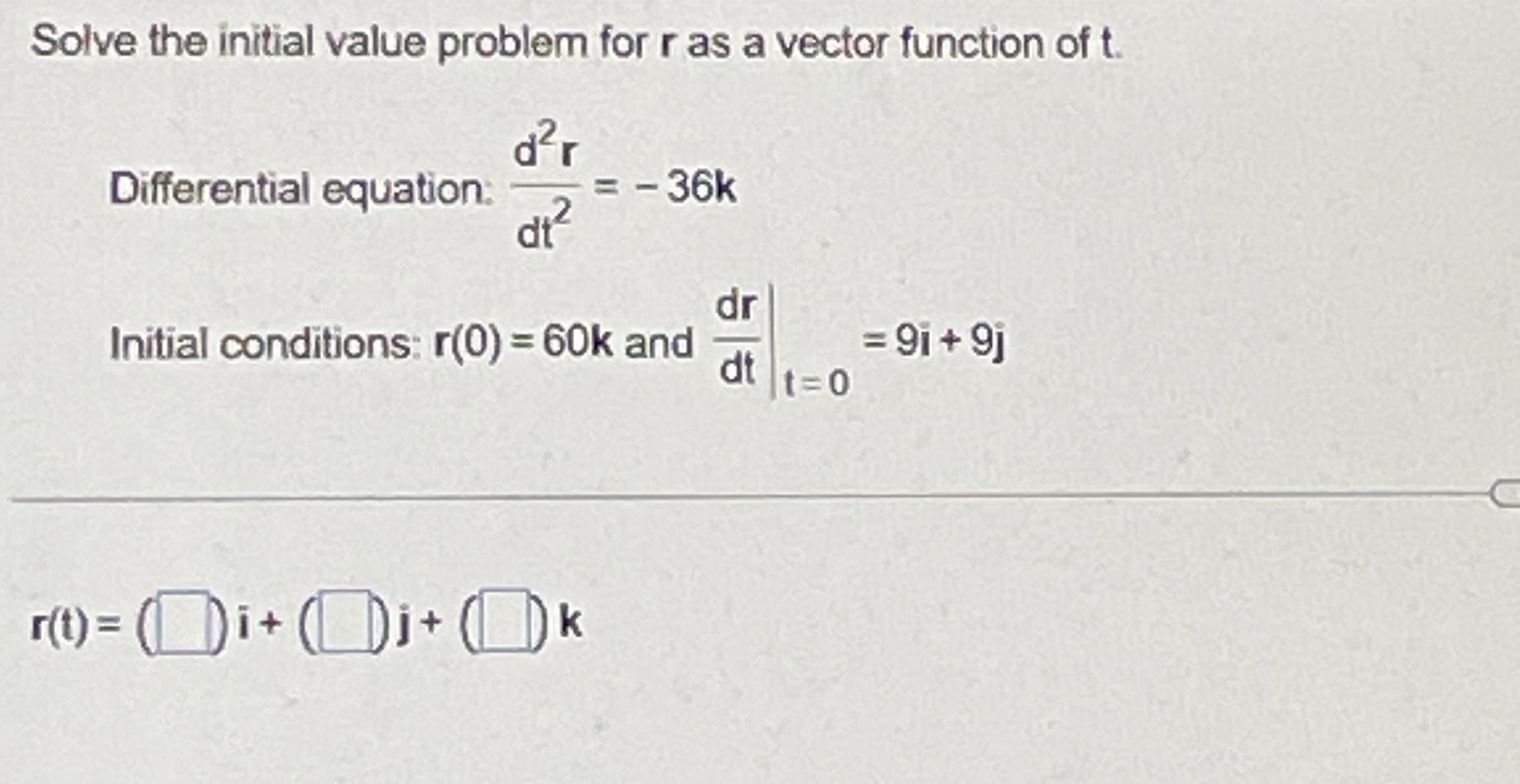 Solved Solve the initial value problem for r as a vector | Chegg.com