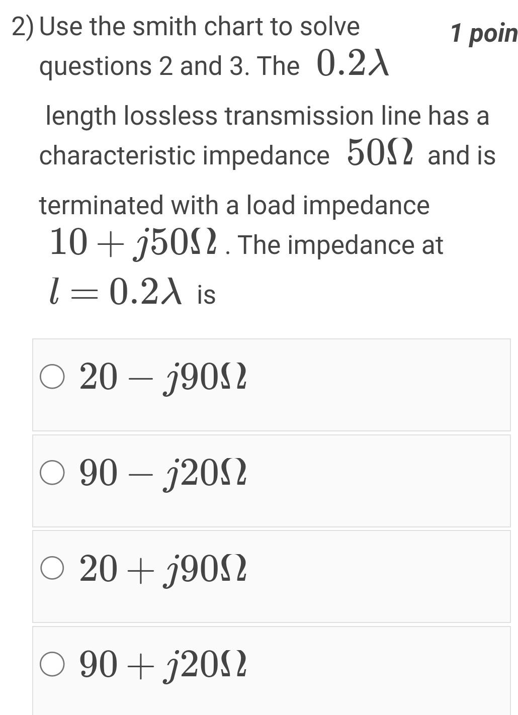 Solved 2) Use the smith chart to solve questions 2 and 3 . | Chegg.com