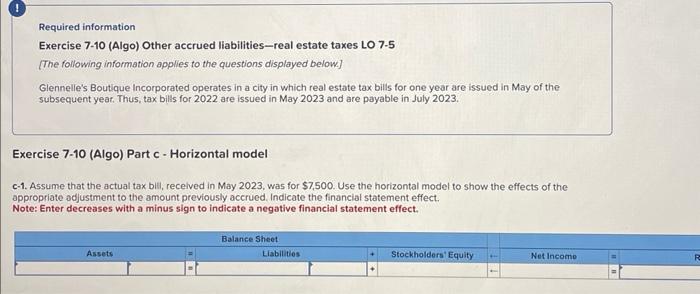 Solved Required information Exercise 7-10 (Algo) Other | Chegg.com