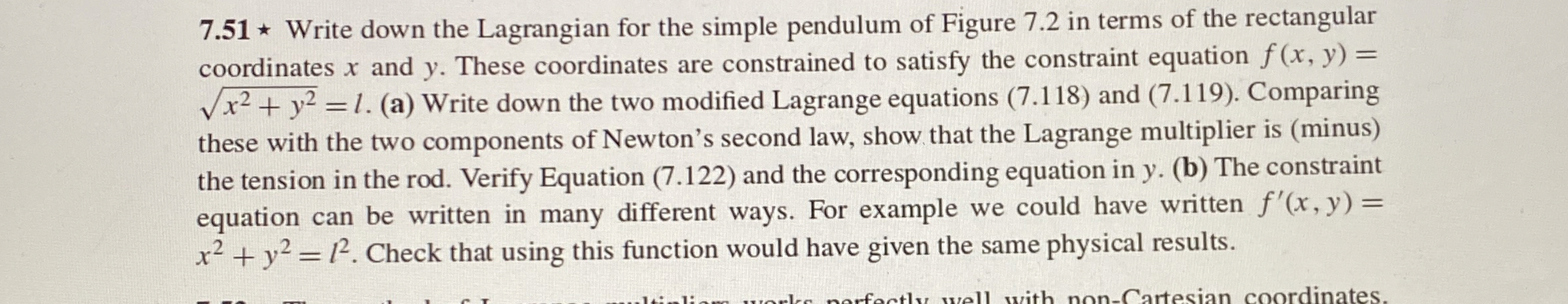Solved 7.51 *** ﻿Write down the Lagrangian for the simple | Chegg.com