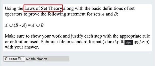 Solved Using the Laws of Set Theory along with the basic | Chegg.com