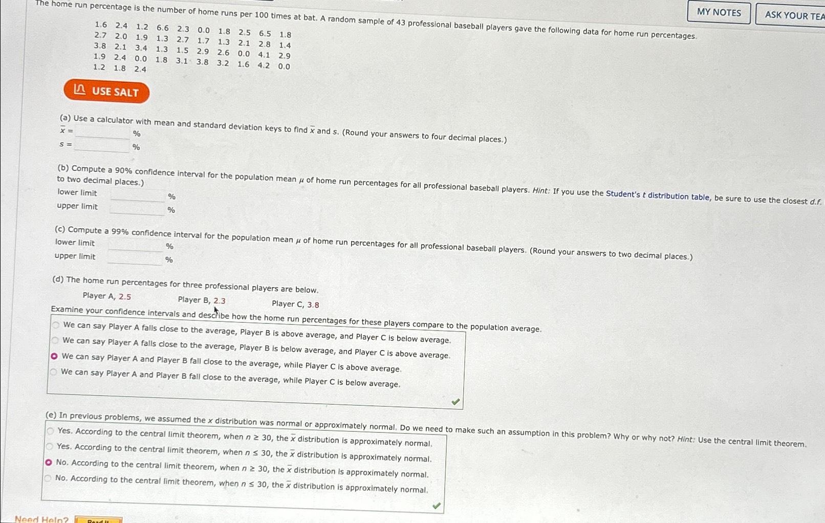 Solved The home run percentage is the number of home runs | Chegg.com