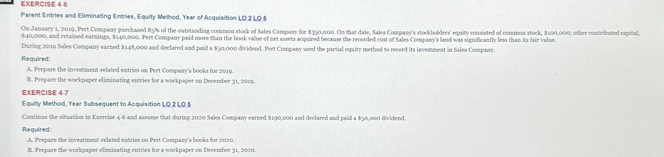 Solved EXERCISE 4-6Parent Entries and Eliminating Entries, | Chegg.com