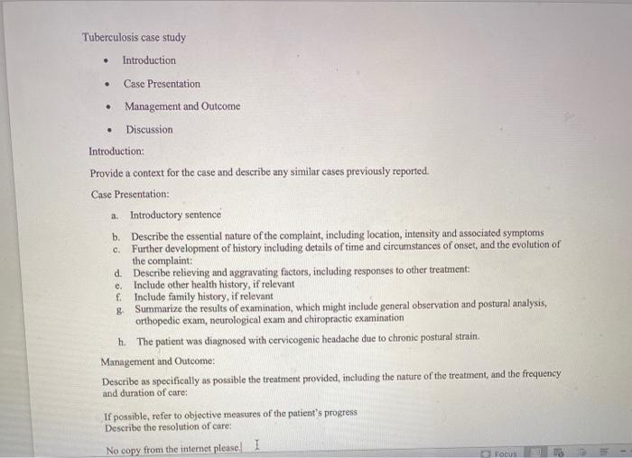 Solved Tuberculosis case study • Introduction • Case | Chegg.com