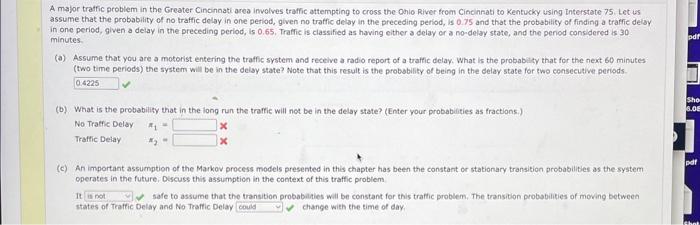 Solved A major traffic problem in the Greater Cincinnati | Chegg.com