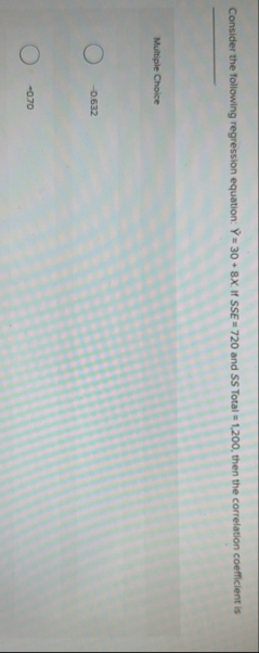 Solved Consider the following regression equation: Y=30 8x. | Chegg.com