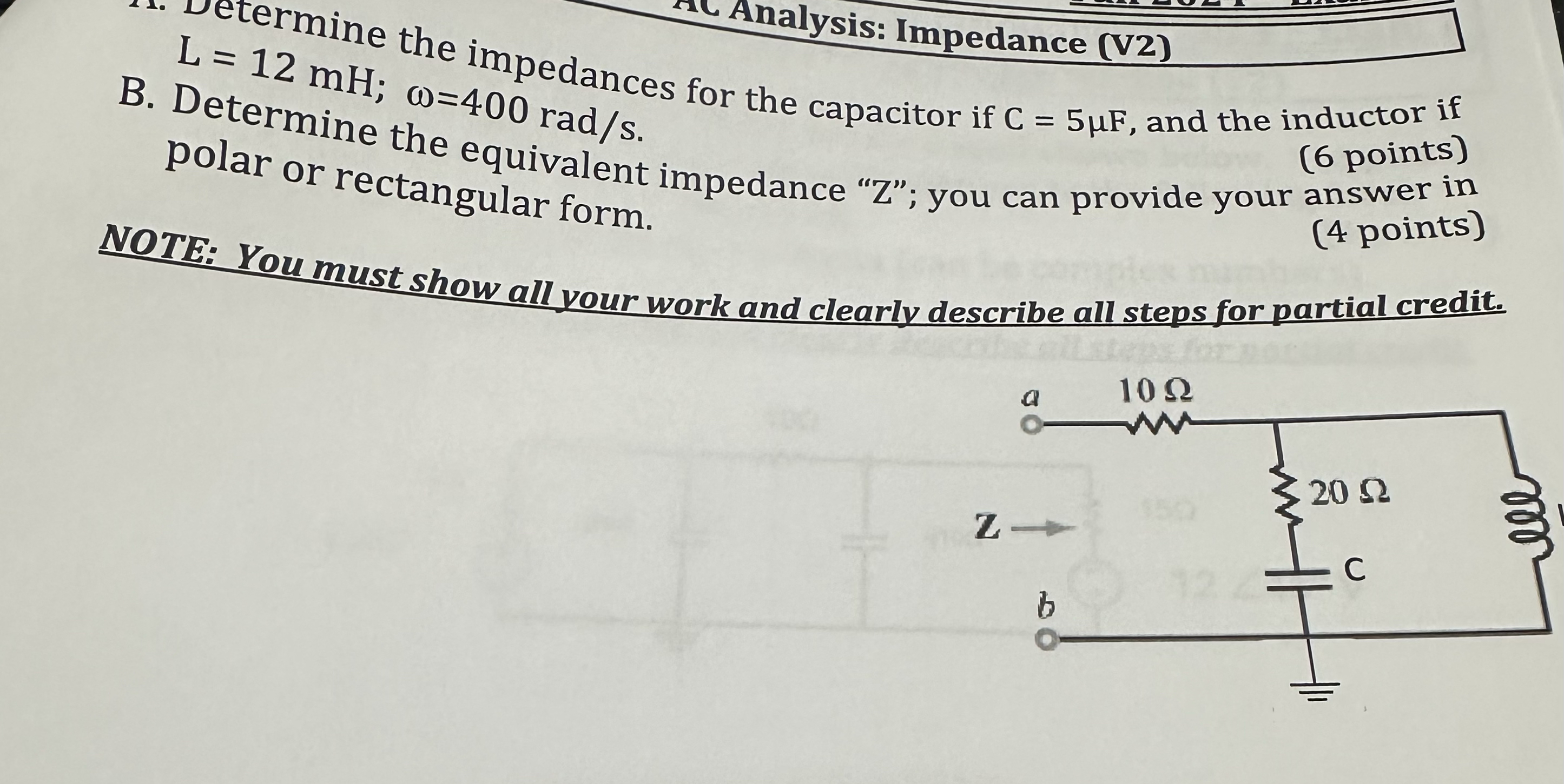 Solved Analysis: Impedance (V2)L=12mH; the impedances for | Chegg.com