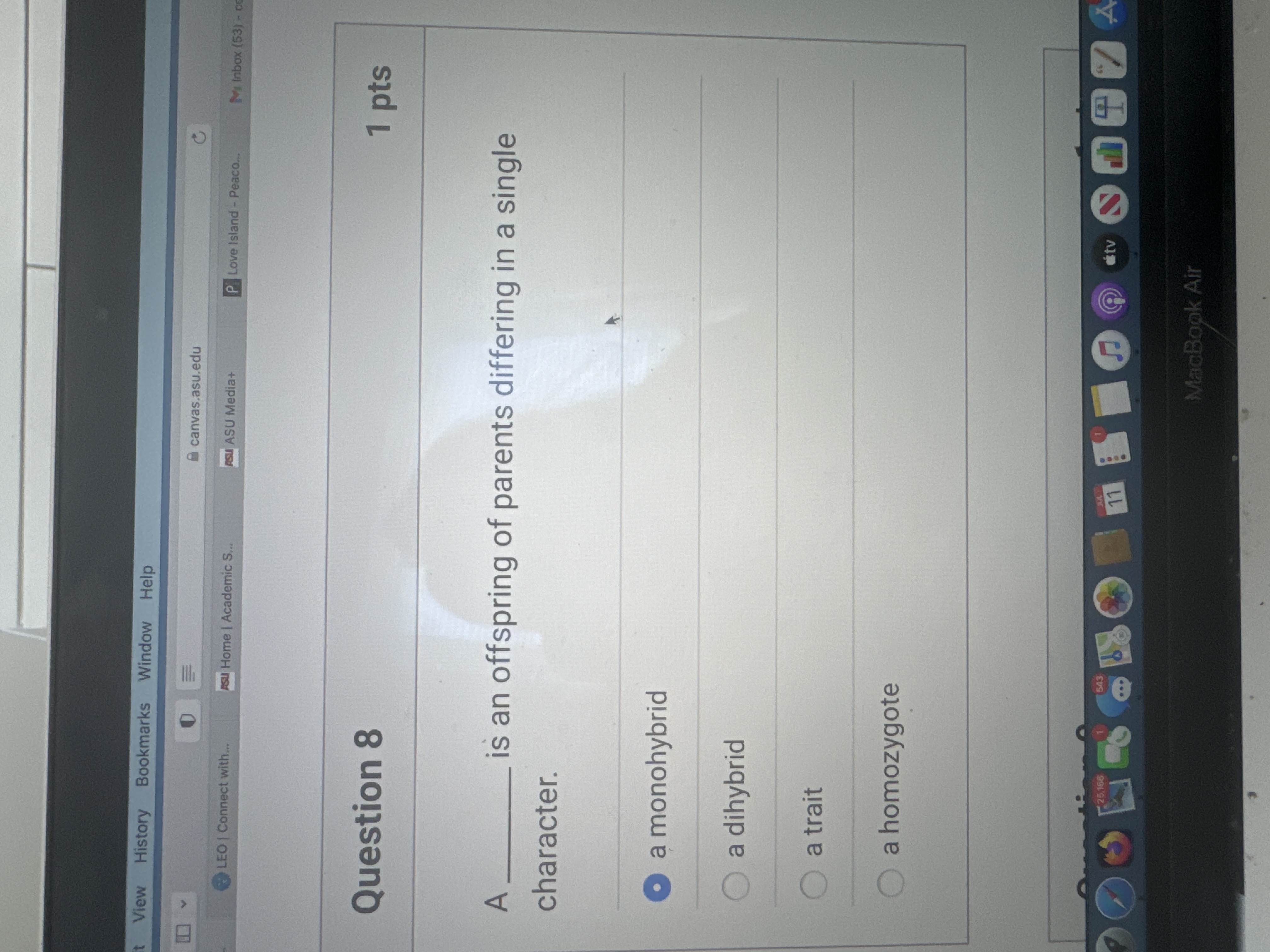 Solved Question 8Ais an offspring of parents differing in a | Chegg.com