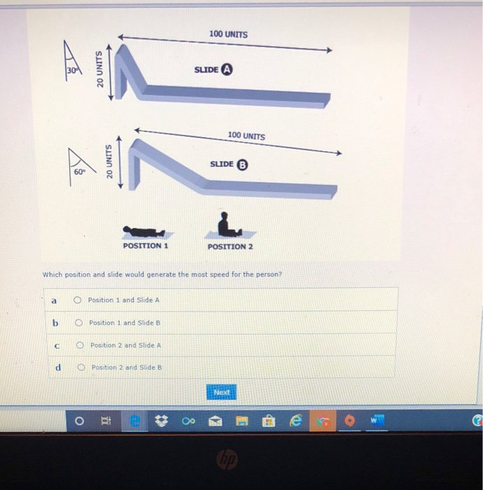 Solved 100 UNITS SLIDE A 100 UNITS SLIDE B 60° POSITION 1 | Chegg.com