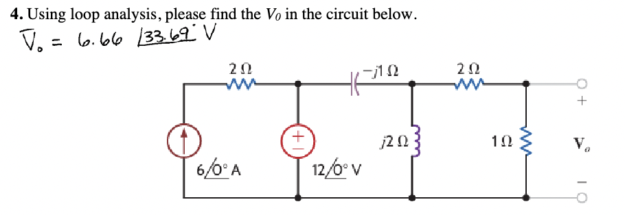 Solved Using Loop Analysis Please Find The V0 in The